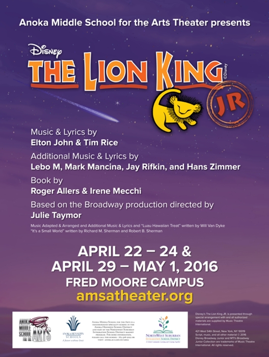 Disney's The Lion King Jr. at Anoka Middle School for the Arts ...