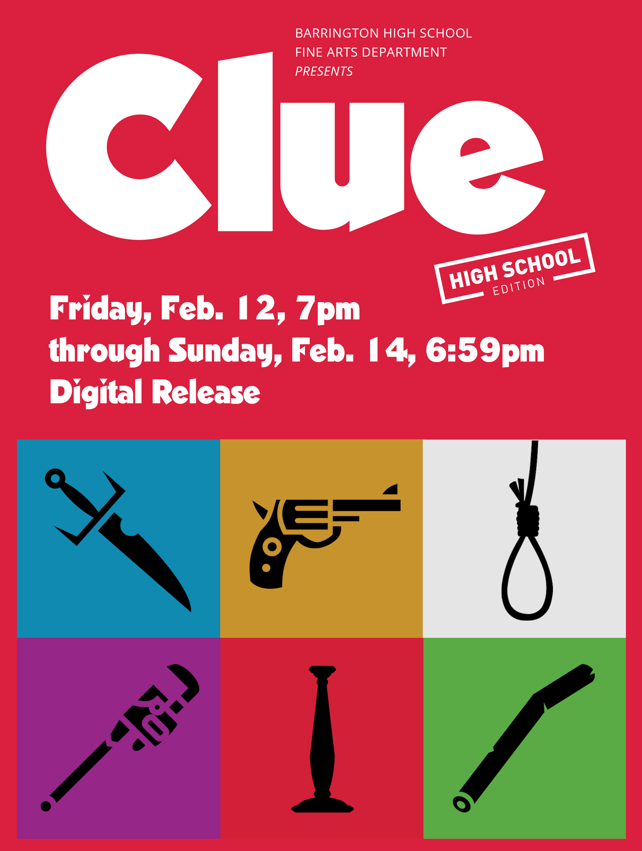 Clue at Barrington High School - Performances February 12, 2021 to ...