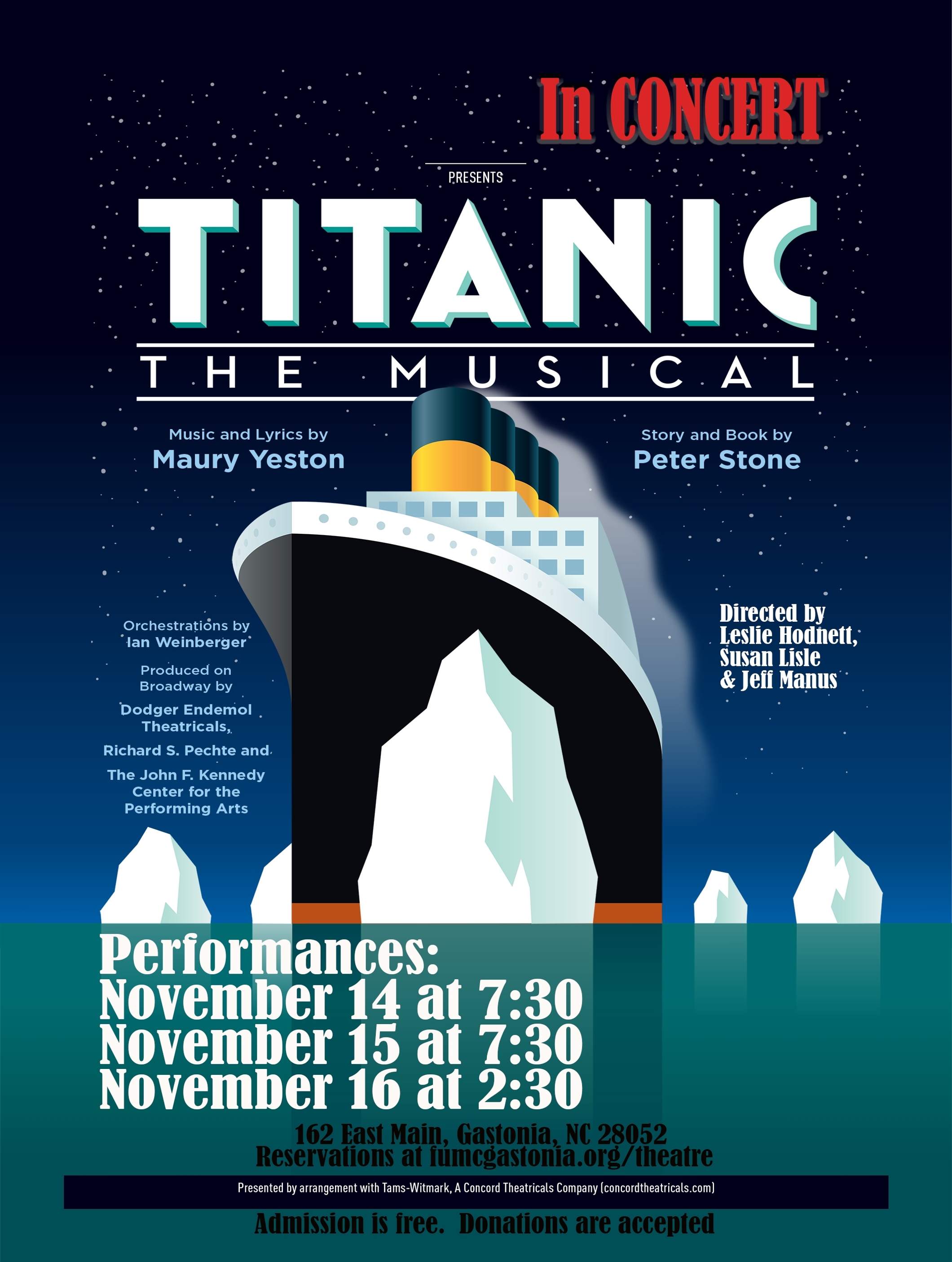 Titanic (Ensemble Version) at FUMC Theatre (Gastonia, NC) - Performances November 14, 2025 to ...