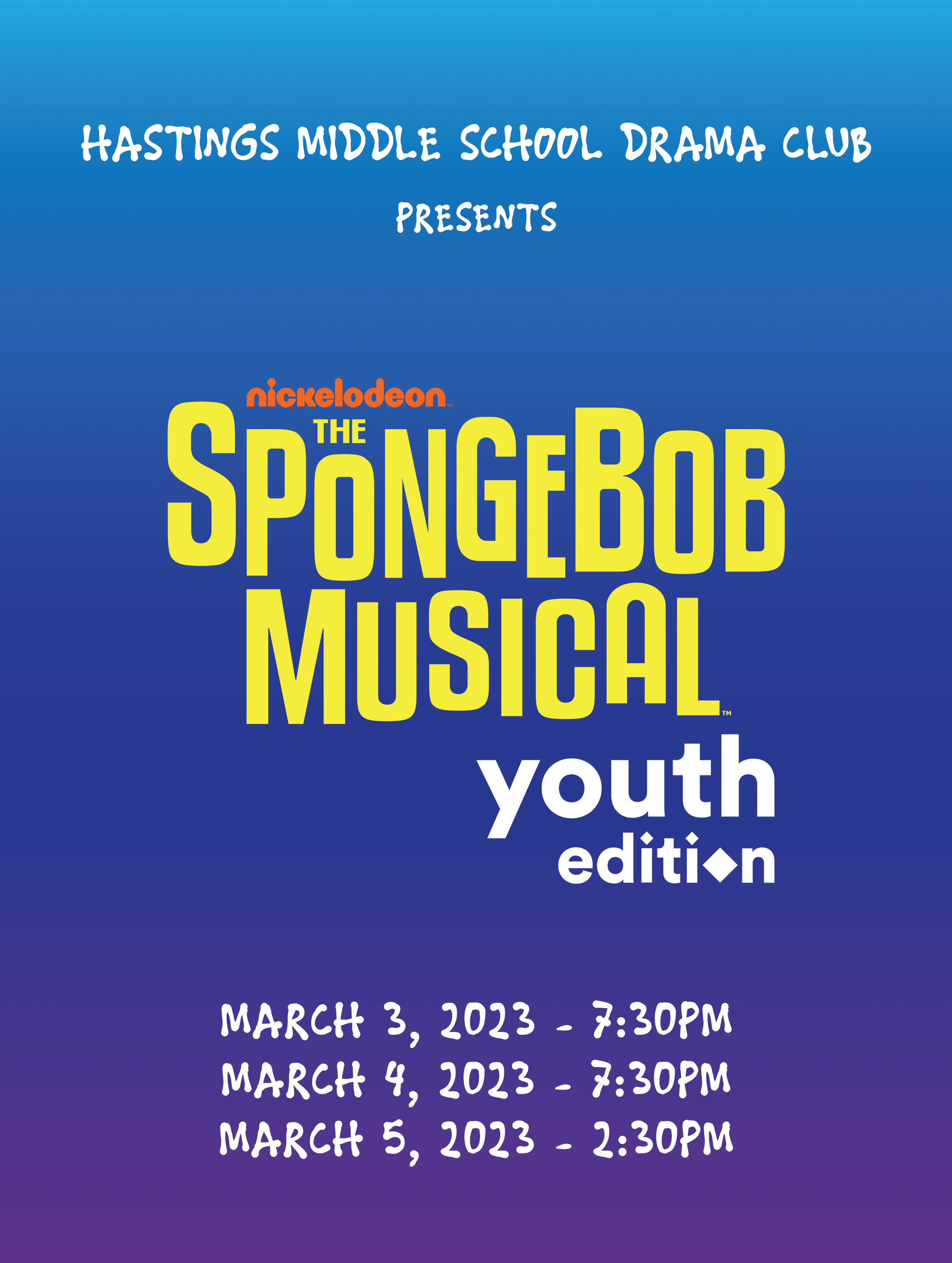 The SpongeBob Musical-Youth Edition at Hastings Middle School ...