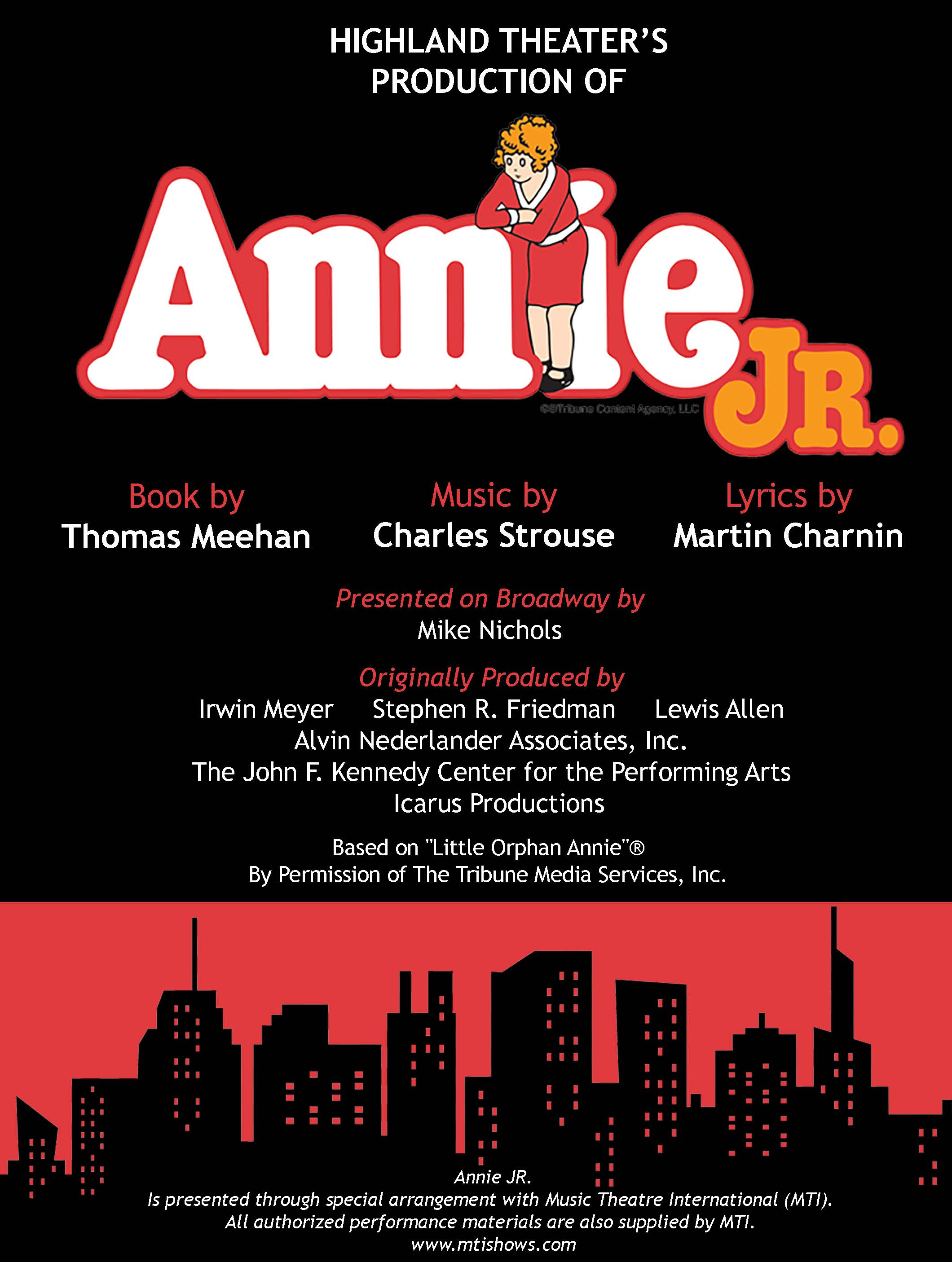Annie Jr At Highland High School Performances March 3 2023 To March 4 2023 Cover