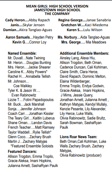 Mean Girls: High School Version at Jamestown High School Theatre ...