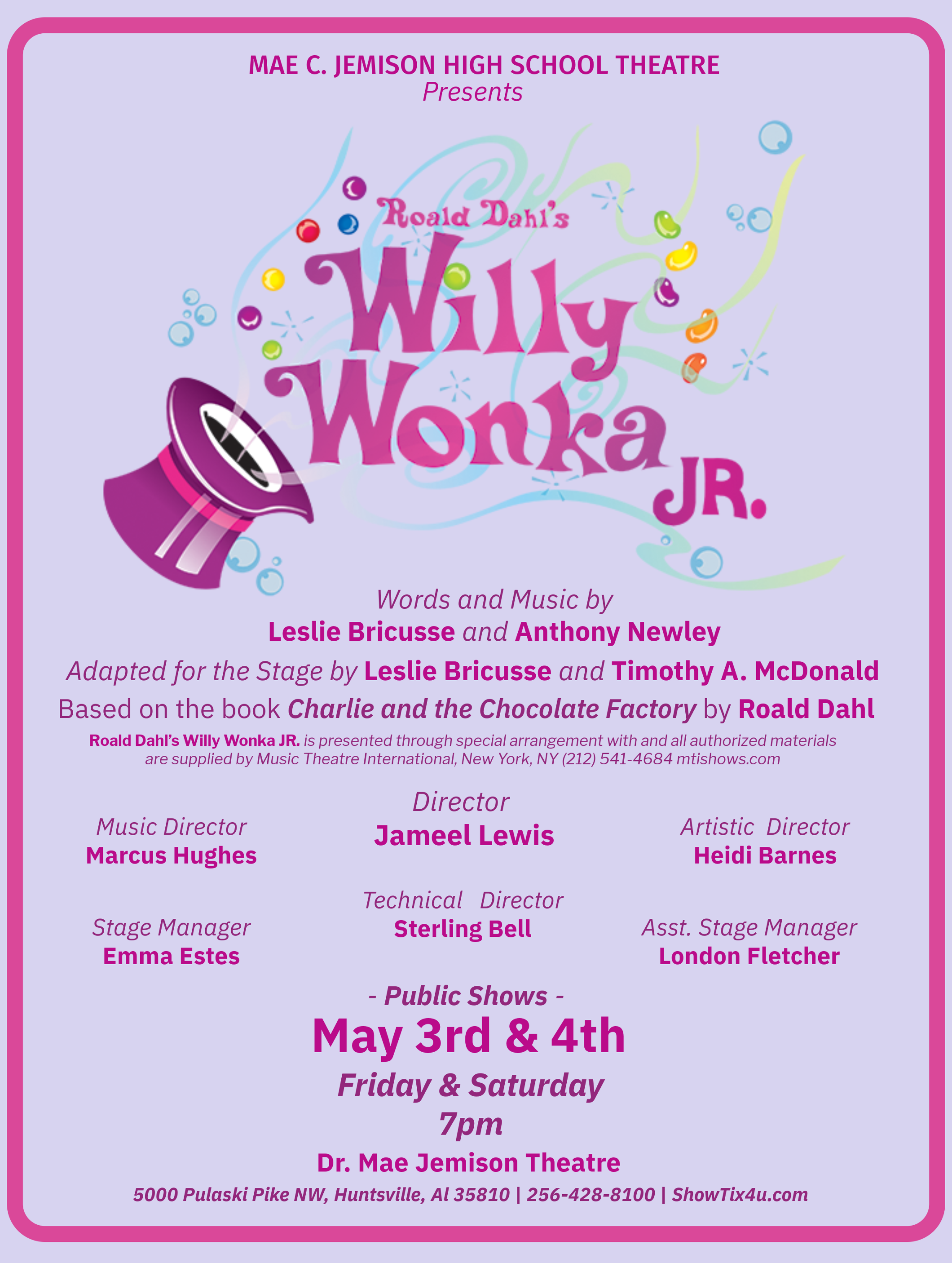 Roald Dahl's Willy Wonka JR. at Mae Jemison High School - Performances ...