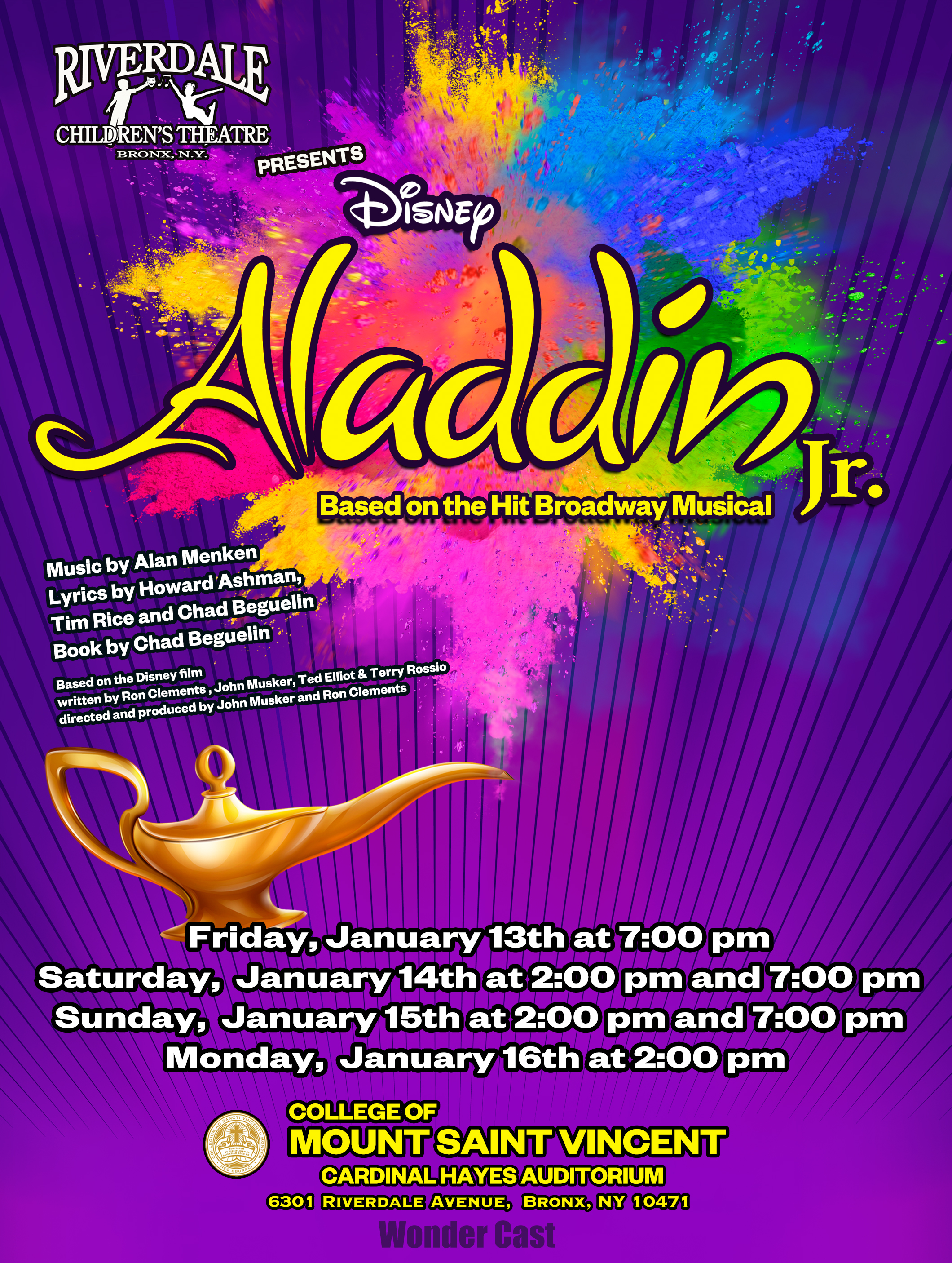 Aladdin Jr. (New) Wonder Cast at Riverdale Children's Theatre ...