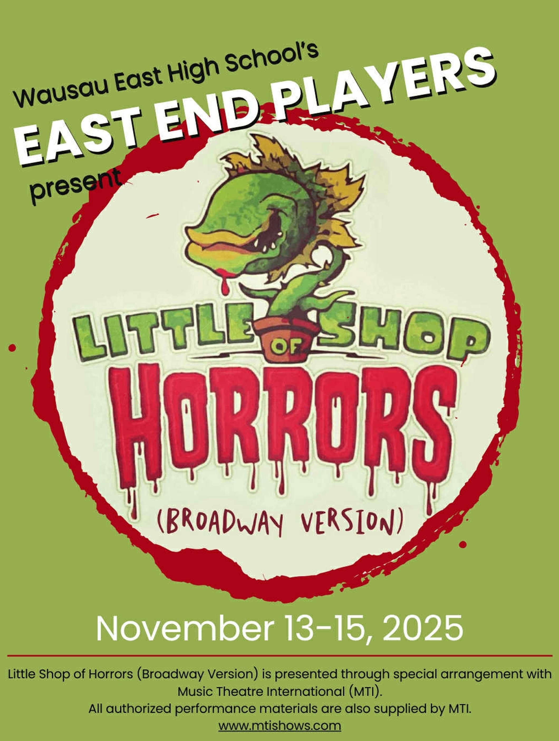 Little Shop of Horrors (Broadway Version) at Wausau East High School ...